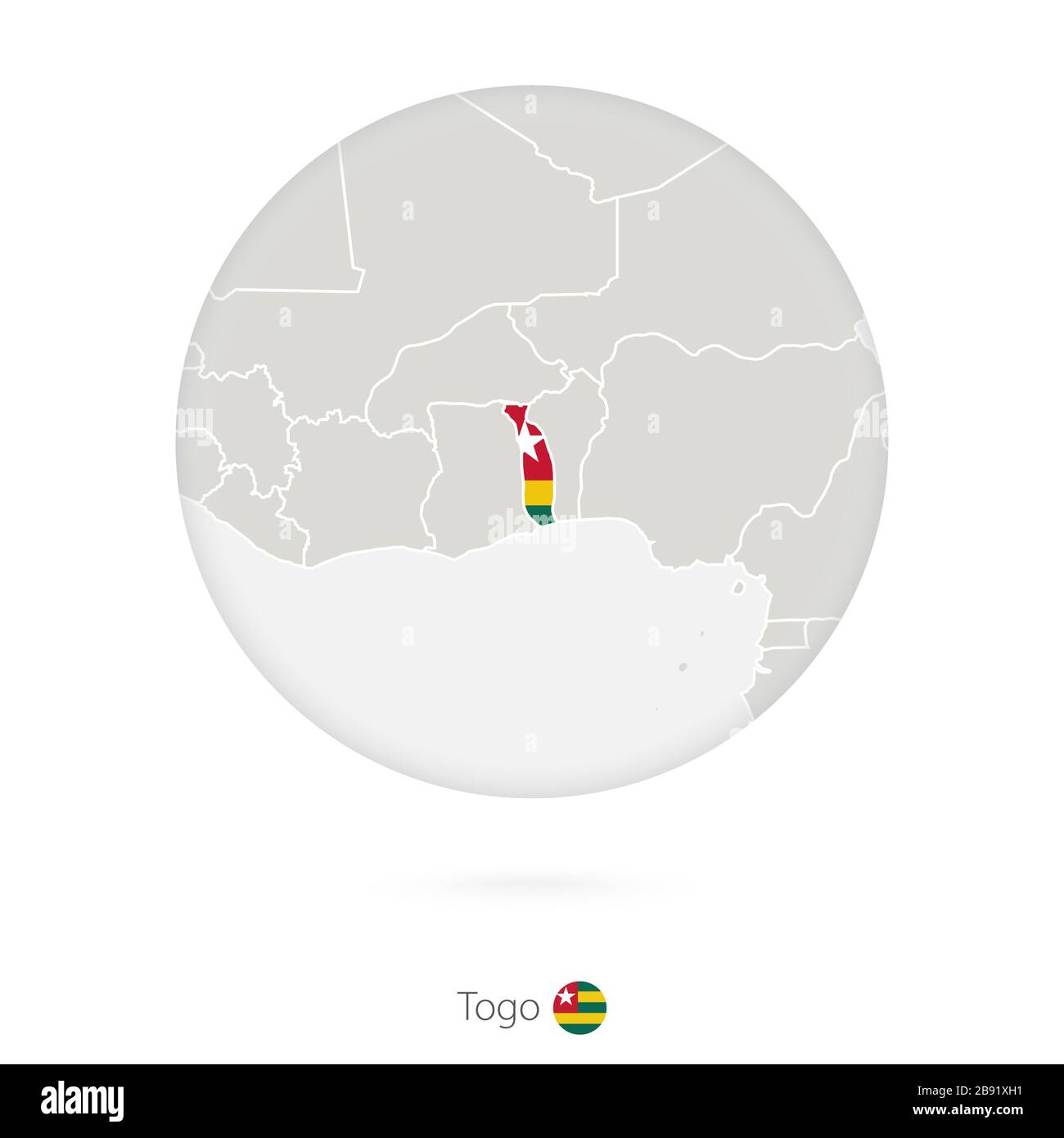 Map of Togo and national flag in a circle. Togo map contour with flag ...