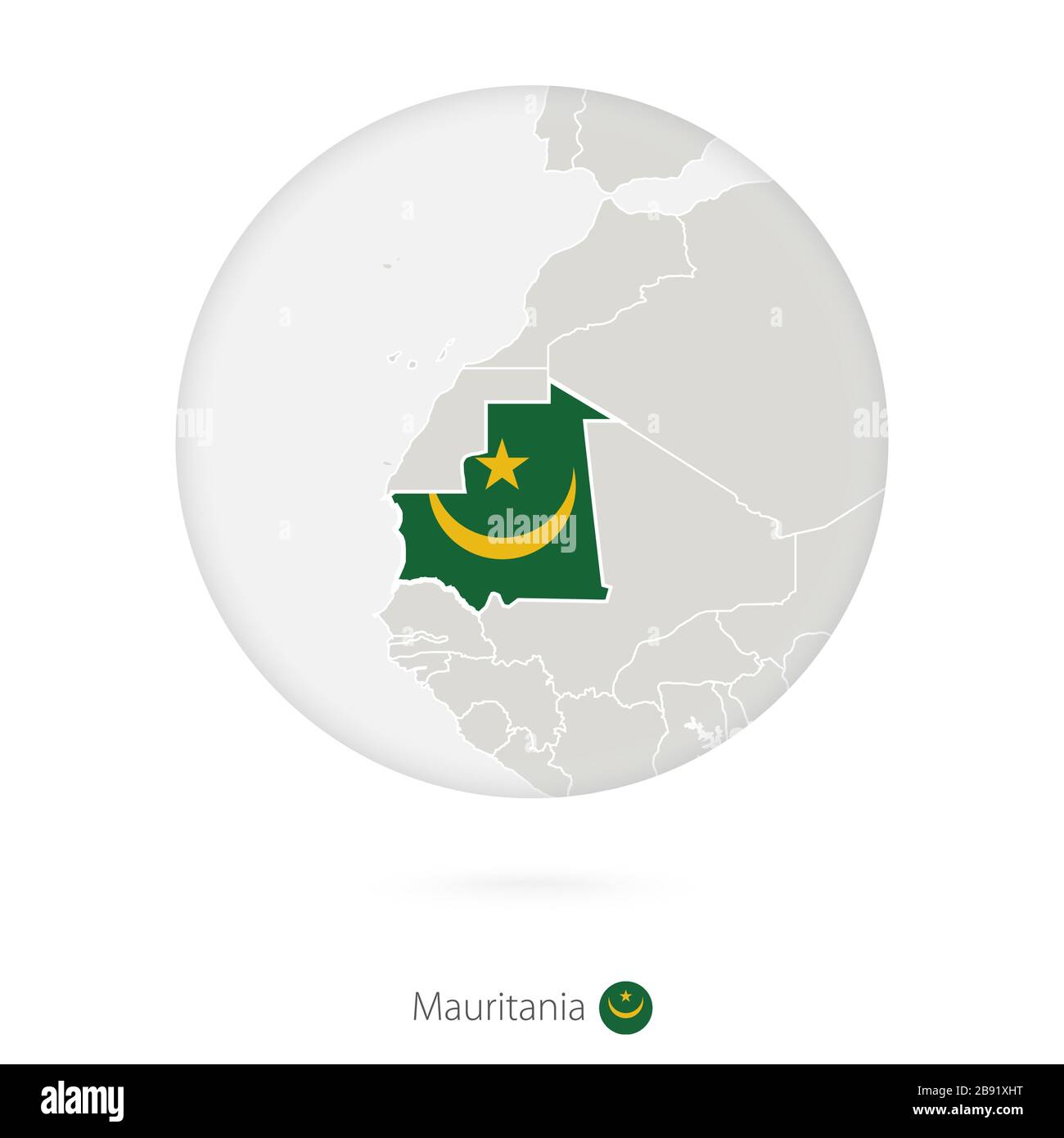 Map Of Mauritania And National Flag In A Circle Mauritania Map Contour