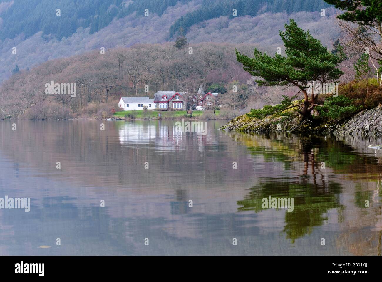 Rowardennan Youth Hostel, seen from Rowardennan Pier, Loch Lomond ...