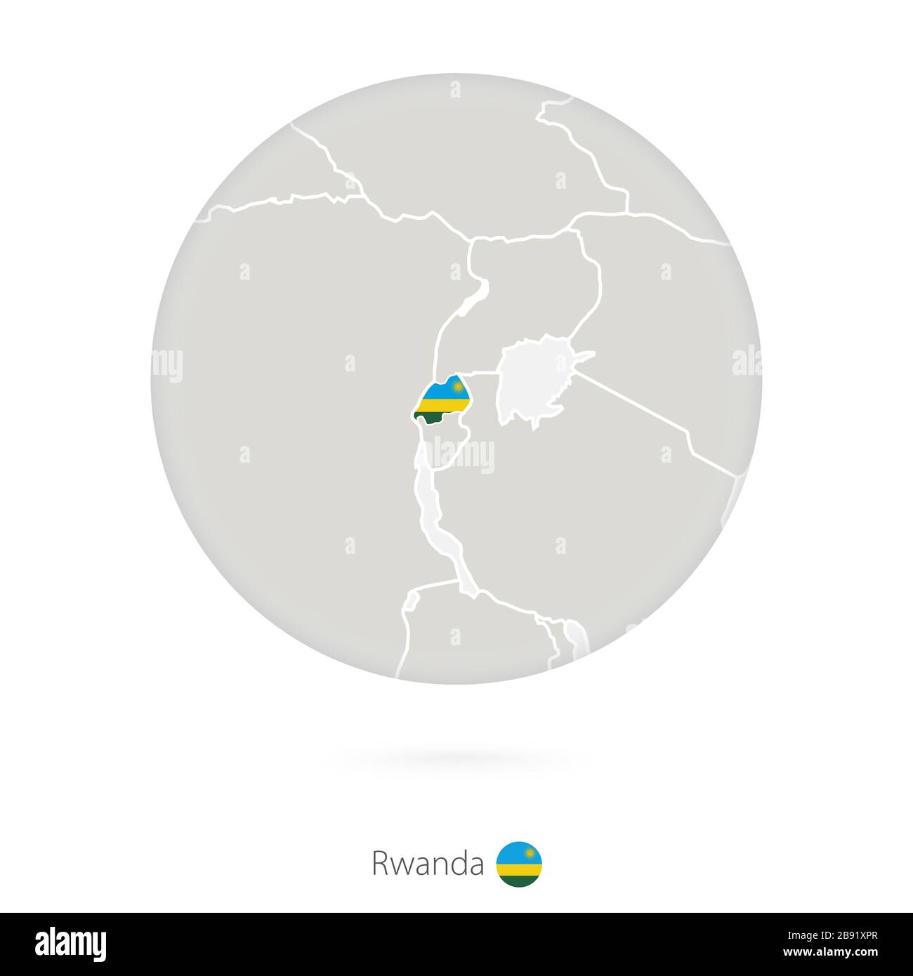 Map of Rwanda and national flag in a circle. Rwanda map contour with ...