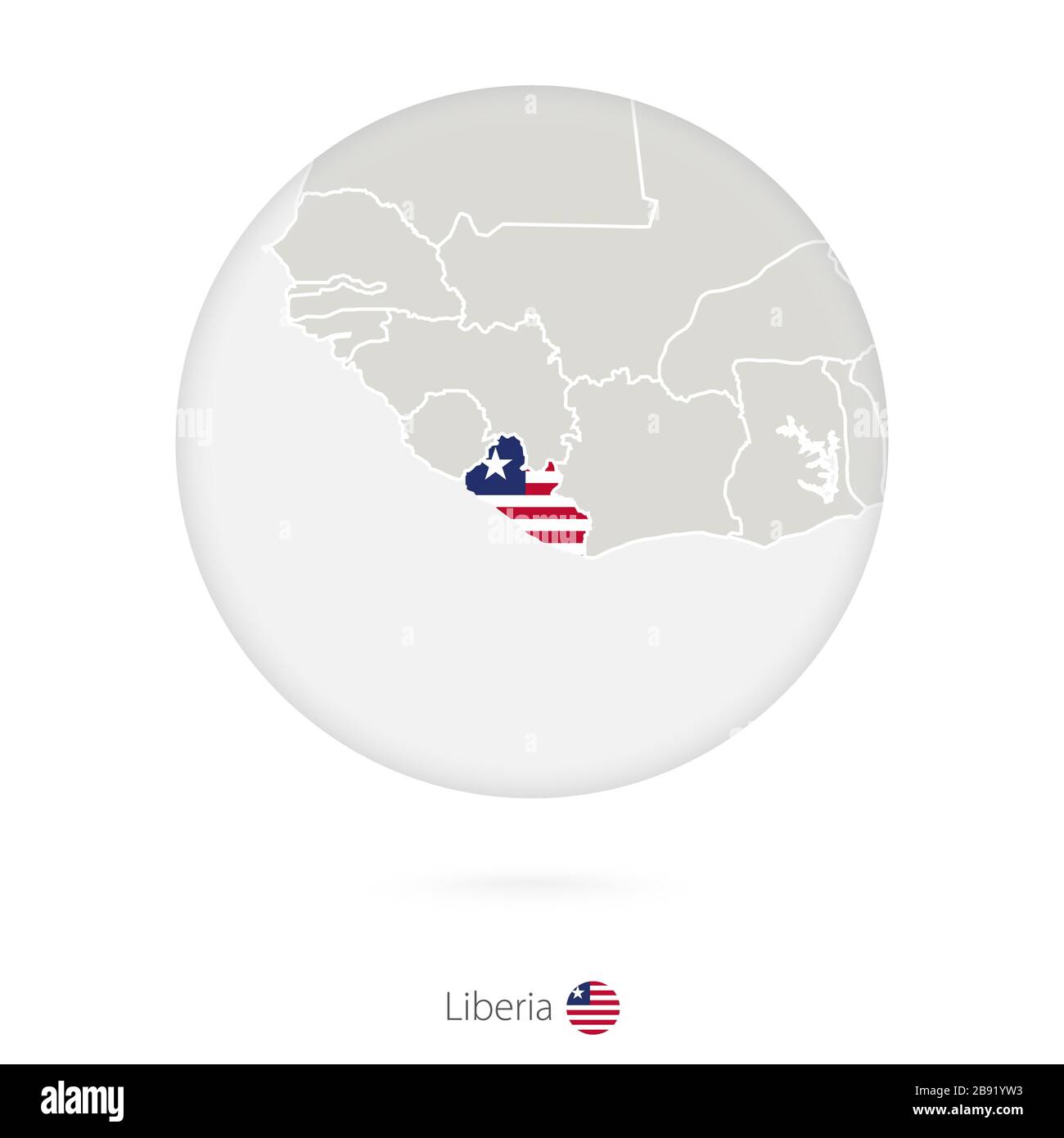 Map of Liberia and national flag in a circle. Liberia map contour with ...