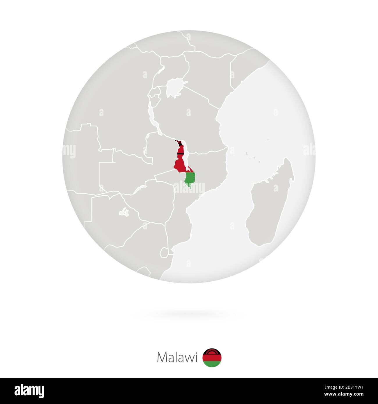 Map Of Malawi And National Flag In A Circle Malawi Map Contour With