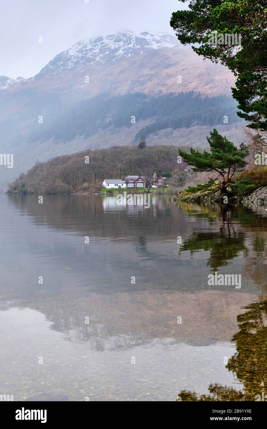 Rowardennan Youth Hostel, seen from Rowardennan Pier, Loch Lomond ...