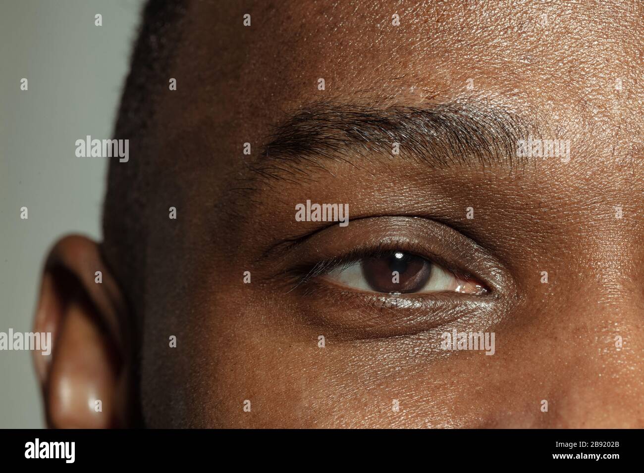 Delighted. Close up of face of beautiful african-american young man ...