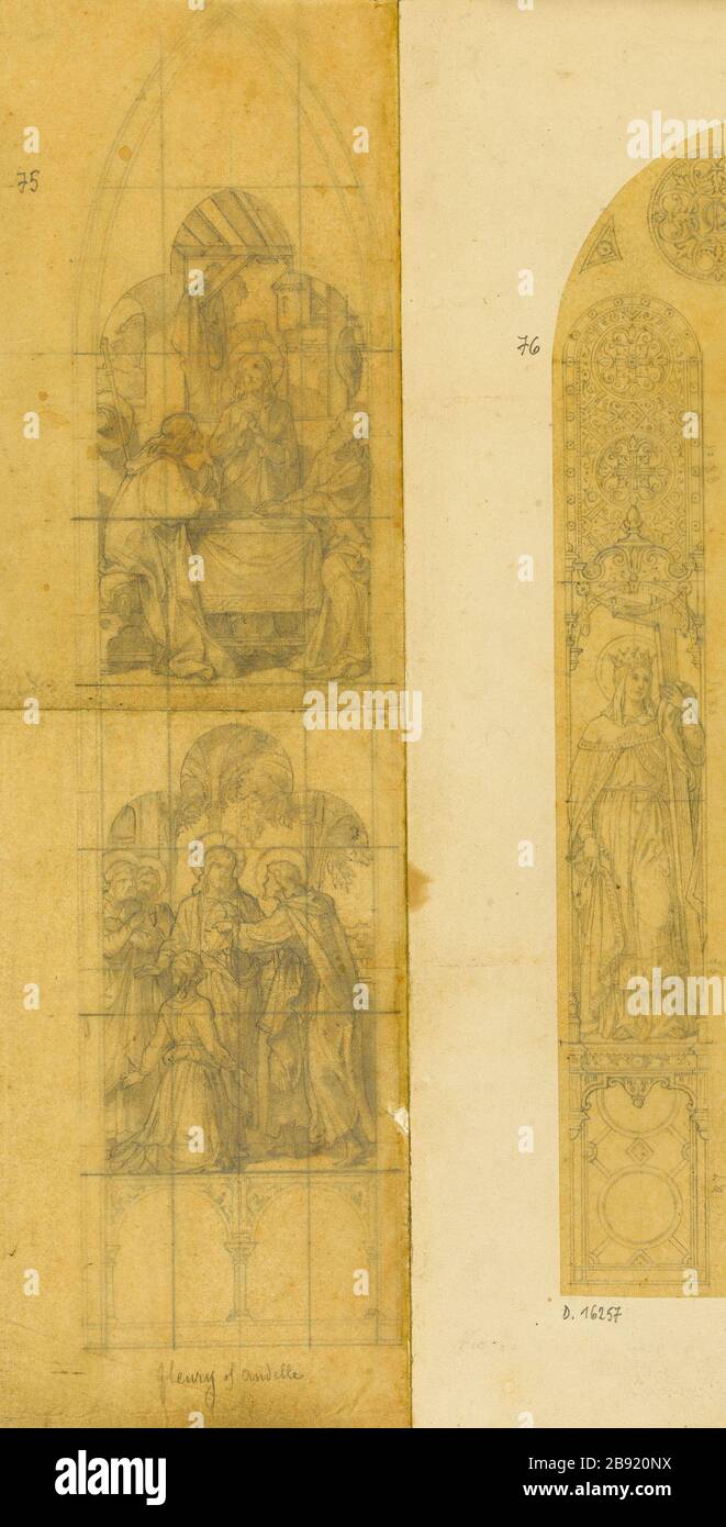 ALBUM # 4; DRAFT FOR STAINED FLEURY / ANDELLE: THE LAST SUPPER, CHRIST ...
