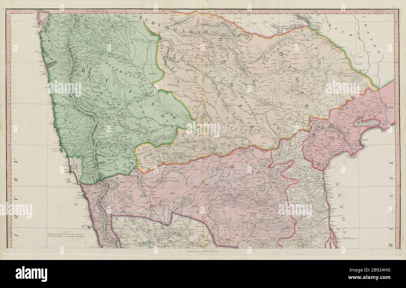 The Peninsula of India. North sheet. Marhatta Nizam British. FADEN 1800 ...