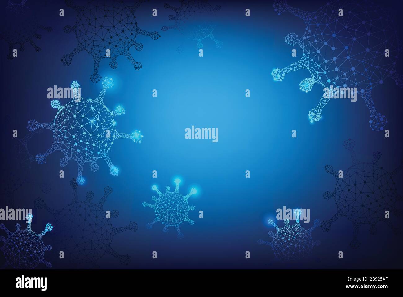 Abstract background with 3D wireframe virus cyber futuristic concept ...