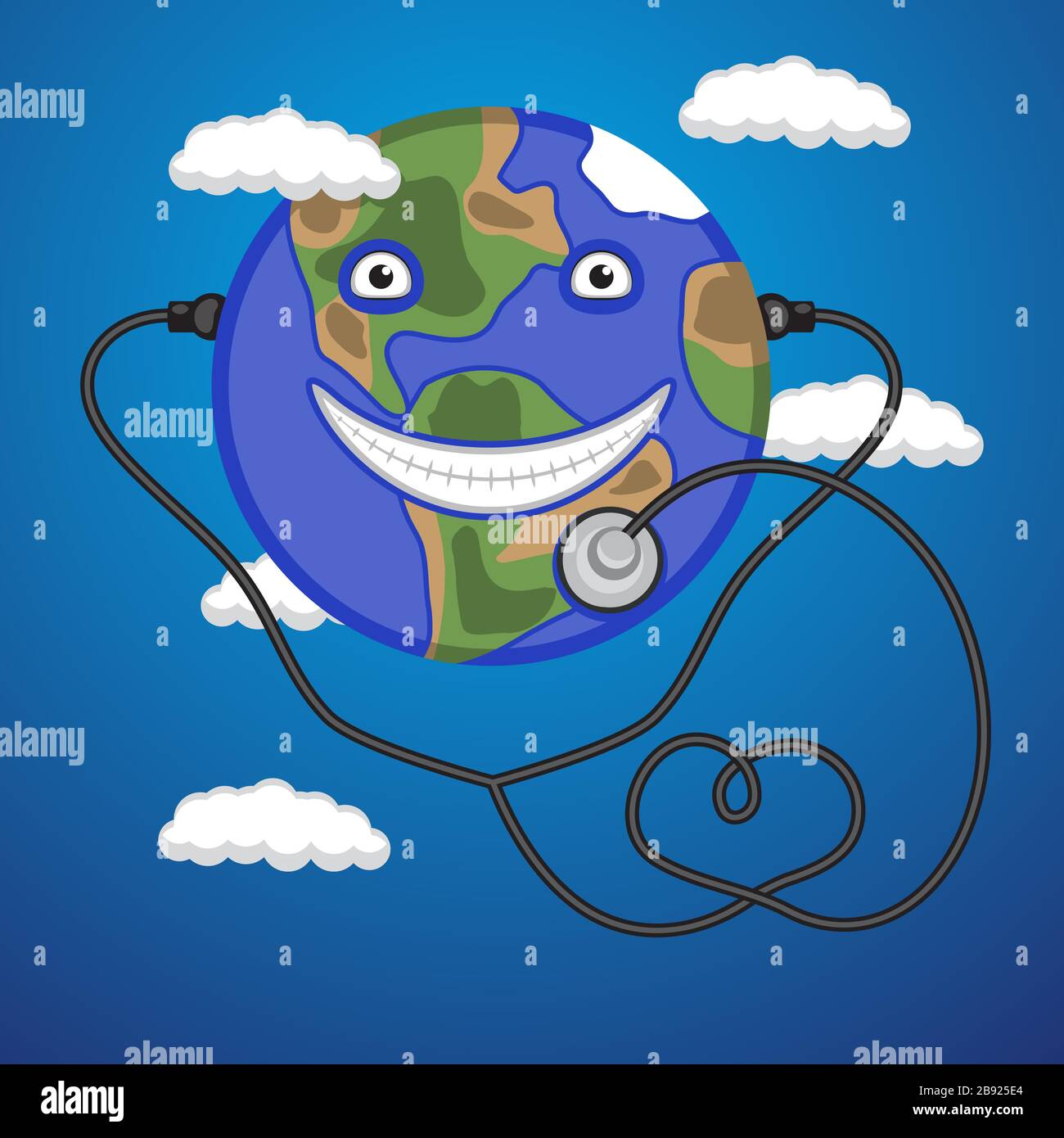Planet earth character with a stethoscope on an isolated background ...