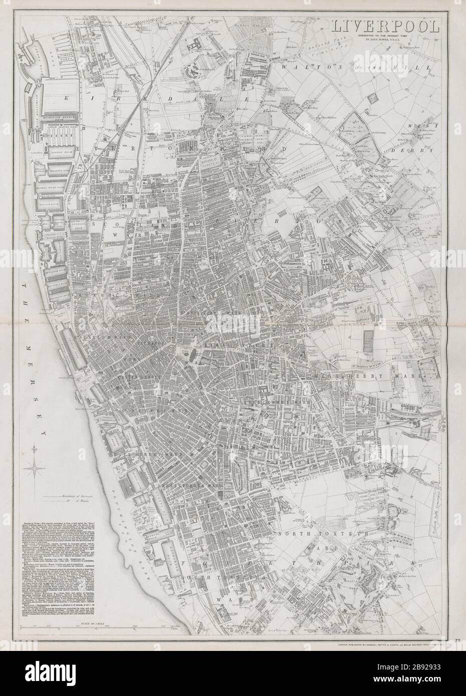 LIVERPOOL. Large town/city plan by BR DAVIES for the Dispatch Atlas ...