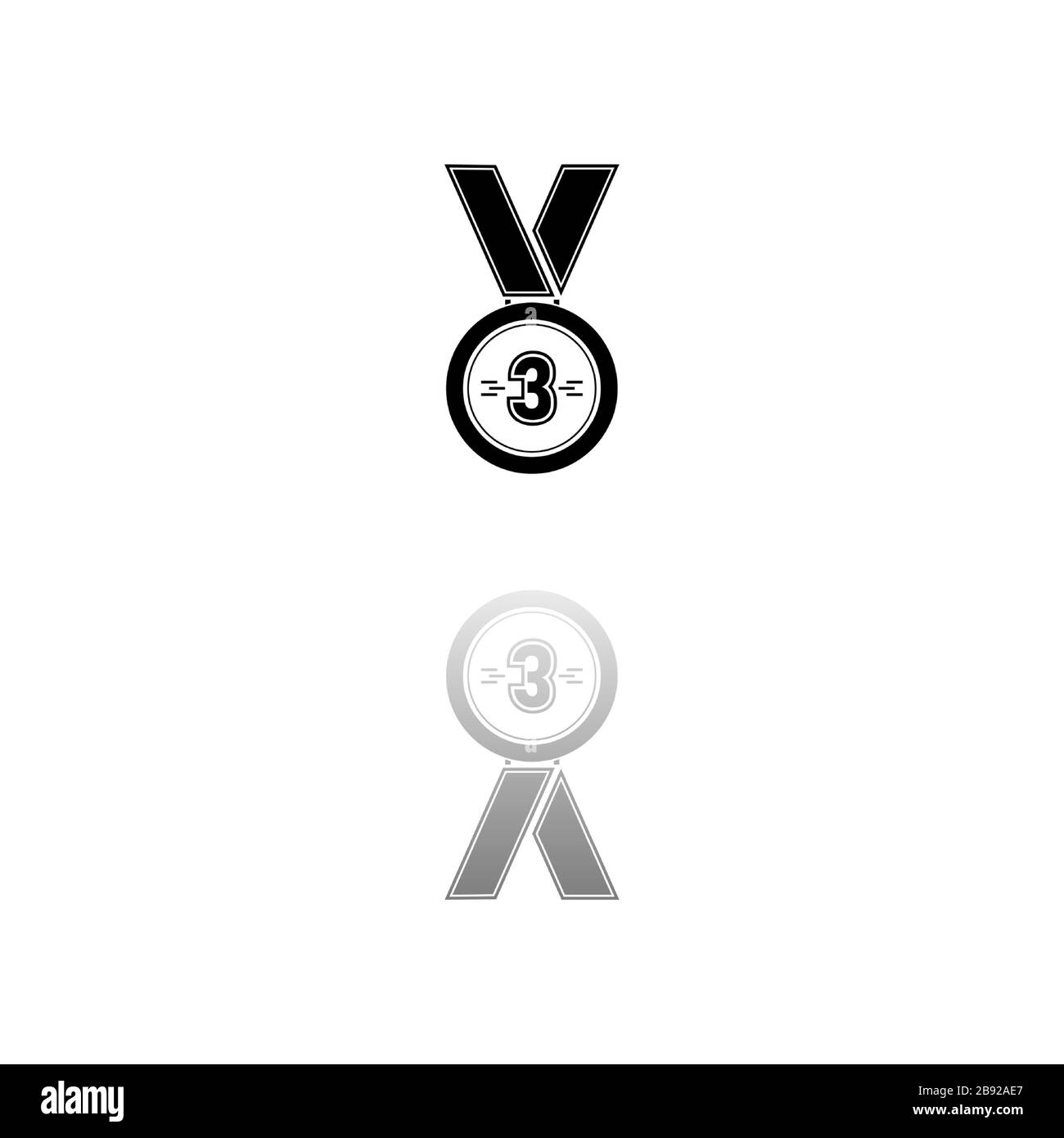 3 Winner Bronze Medal Award. Black symbol on white background. Simple ...