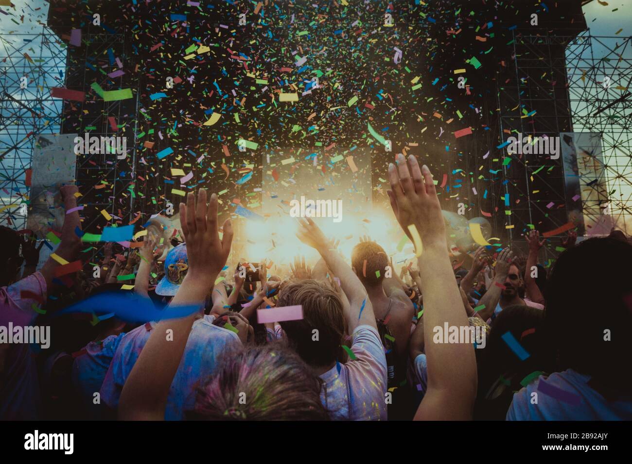 Crowd having party at the concert - Moltitude of people having fun at ...