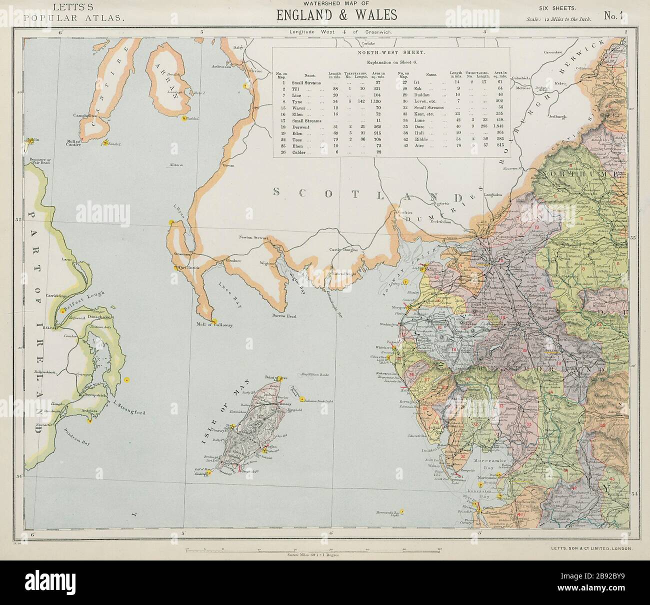 LAKE DISTRICT & ISLE OF MAN WATERSHEDS ^ Lighthouses. Cumbria. LETTS ...