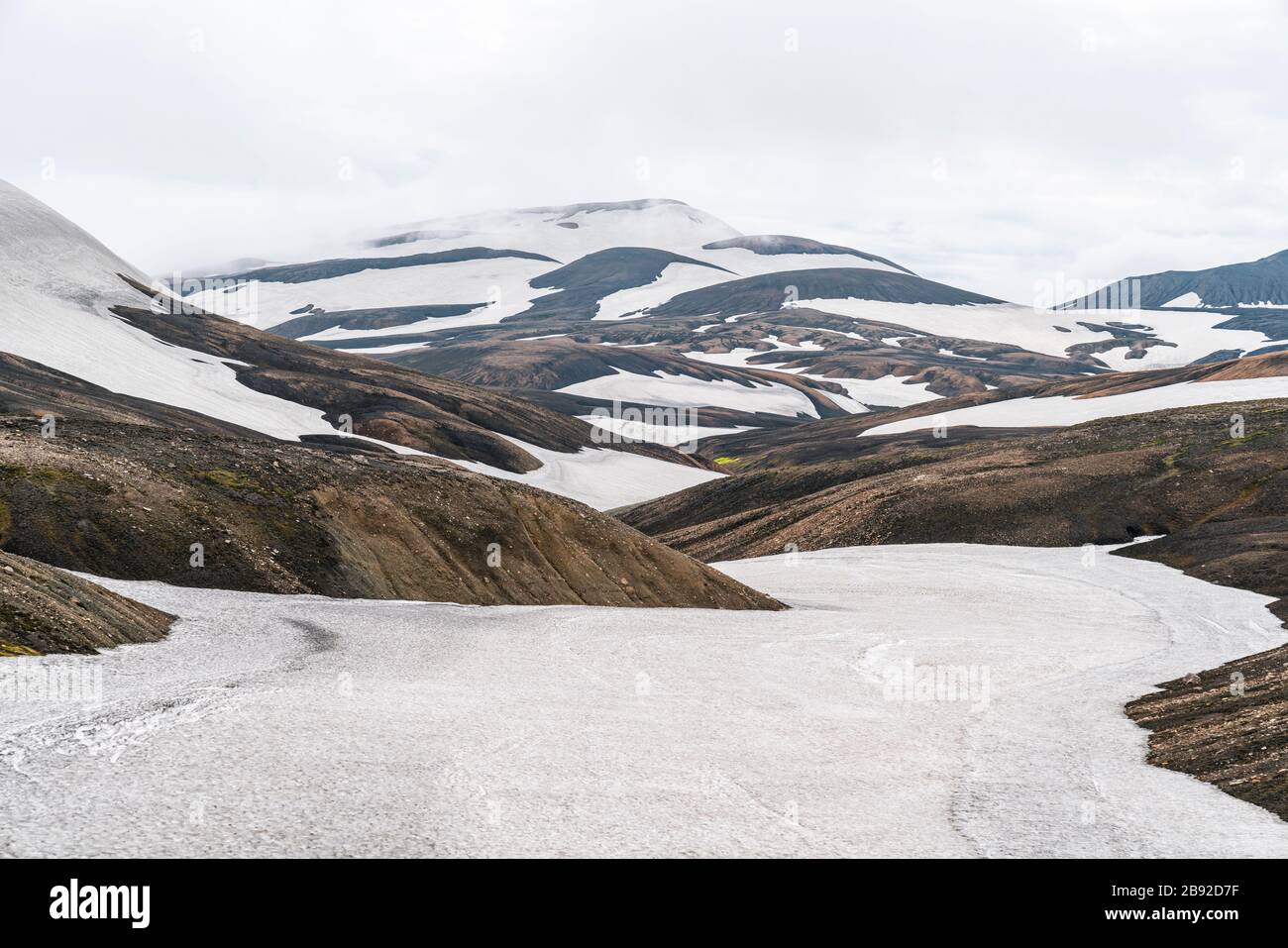 Snowfields Near Landmannalaugar In Iceland Highlands Stock Photo - Alamy
