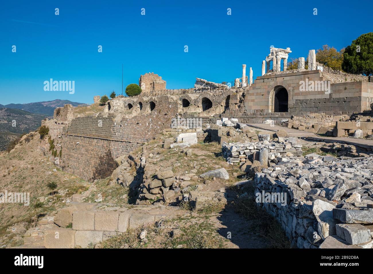 Trajan temple in ancient city of Pergamon in Turkey Stock Photo - Alamy