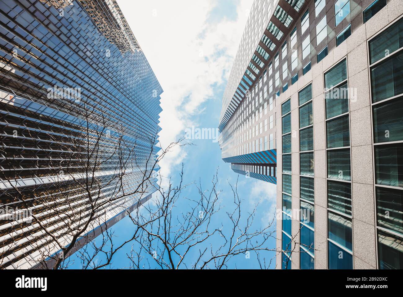 Glass skyscrapers from below hi-res stock photography and images - Alamy