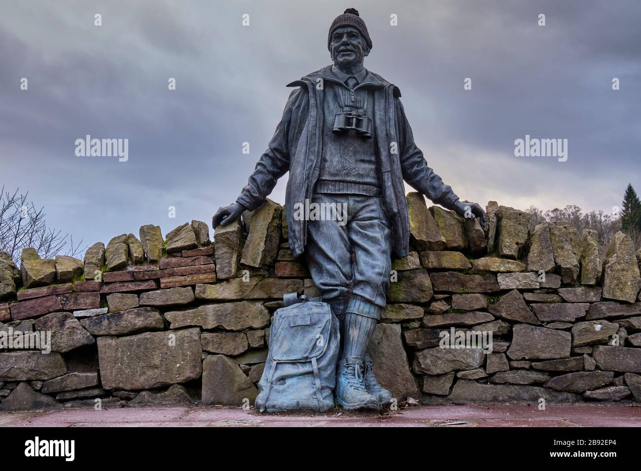 Tom Weir statue at Balmaha, Loch Lomond, Scotland Stock Photo - Alamy