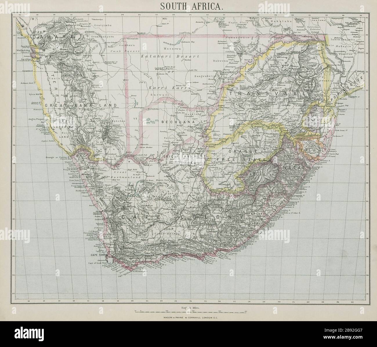 SOUTH AFRICA Cape Colony Orange Free State Transvaal. LETTS 1884 old ...