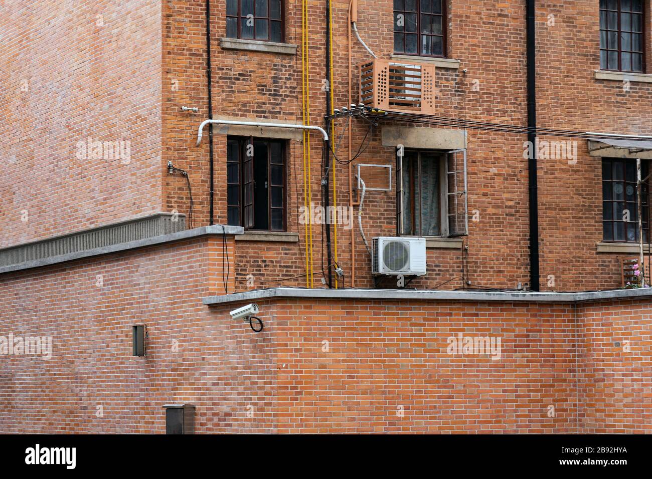 Traditional Shanghainese Residential Accommodation Exterior Wall. Red ...