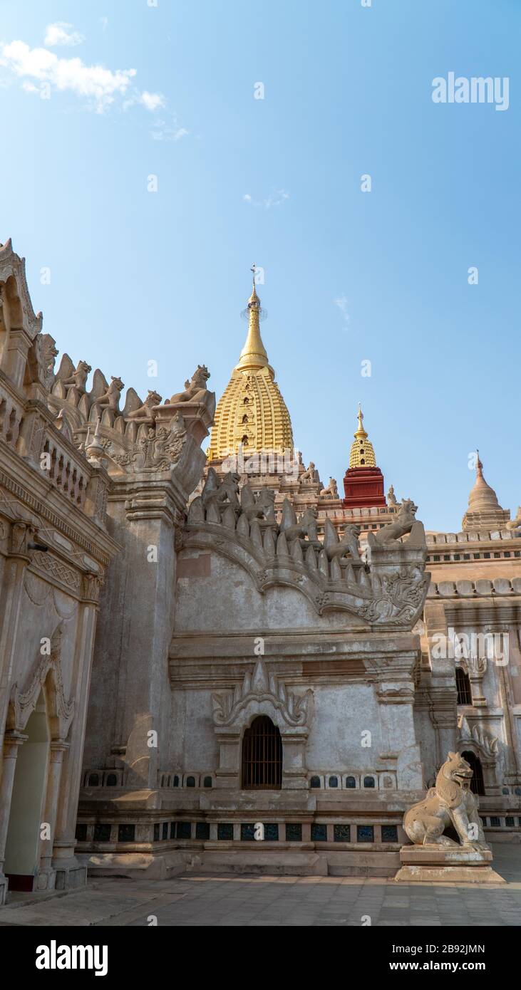 Ananda Temple architectural detail medium shot. Built during Pagan ...