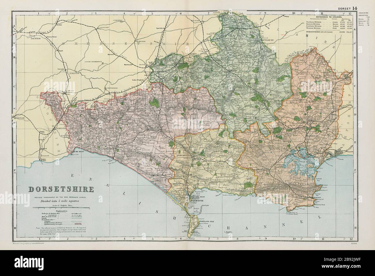 DORSETSHIRE. Parliamentary divisions, boroughs & parks. Dorset. BACON ...