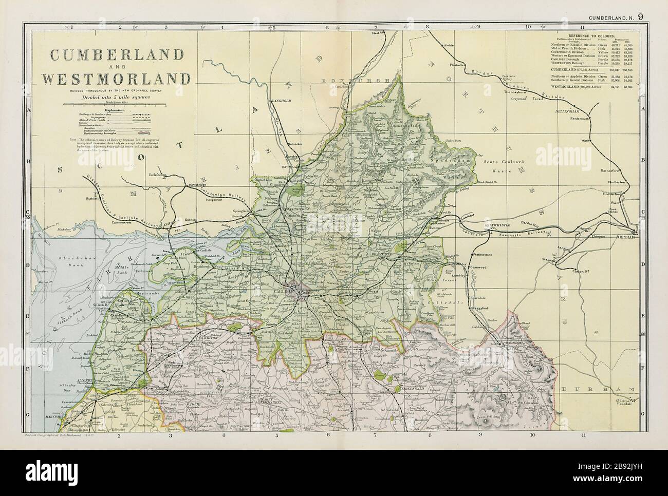 CUMBERLAND NORTH.Cumbria.Showing Parliamentary divisions & parks.BACON ...