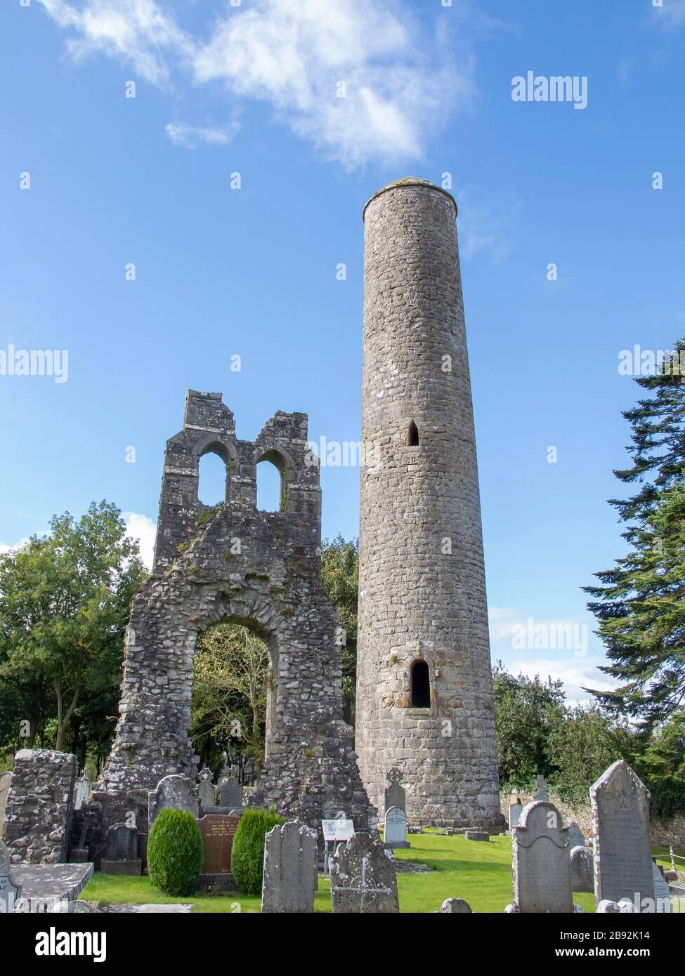 Donaghmore Round Tower and Medieval Church Stock Photo - Alamy