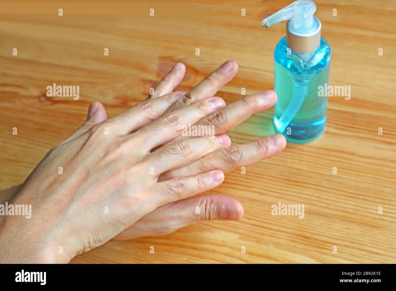 Cleaning Hands with Sanitizer by Right Palm Rubbing over Left Dorsum ...