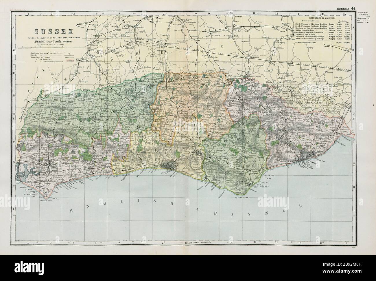 Sussex map 1900 hi-res stock photography and images - Alamy