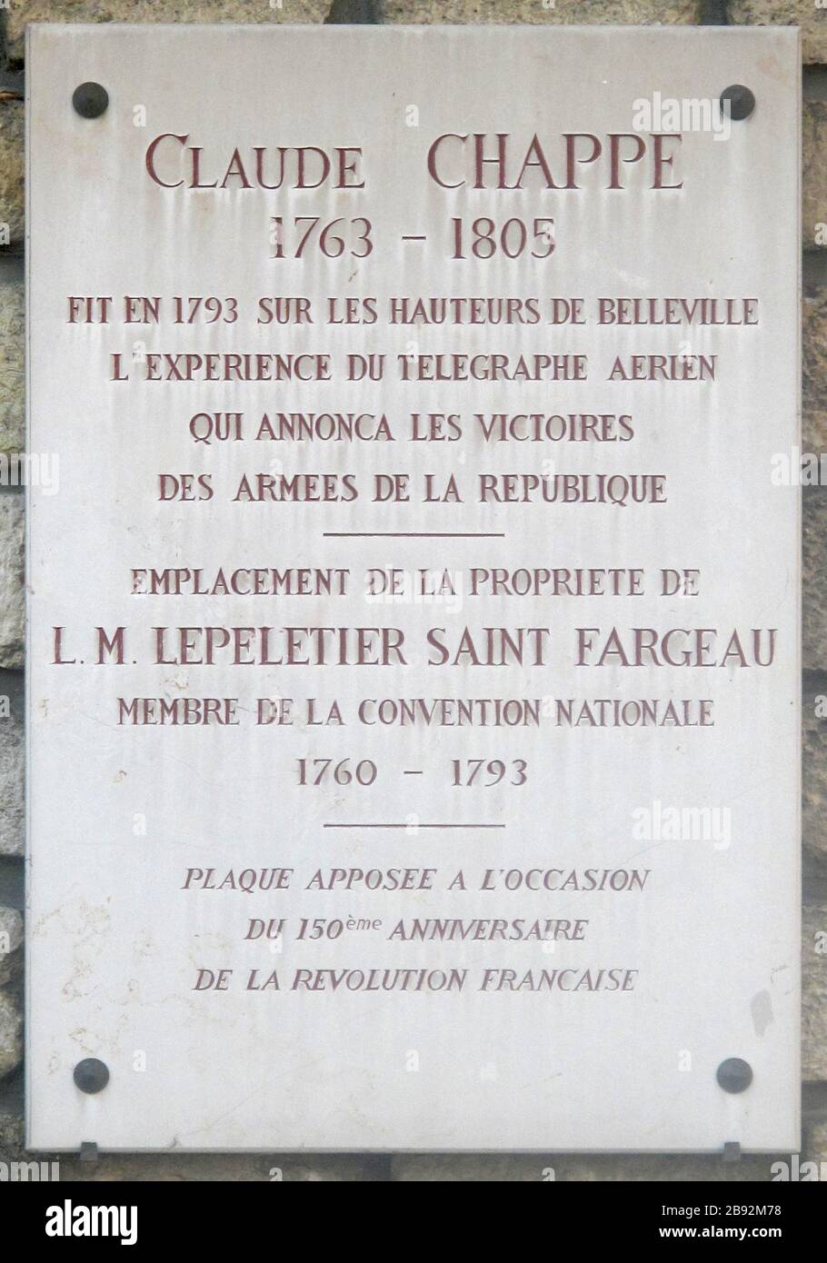 Claude chappe telegraph hi-res stock photography and images - Alamy