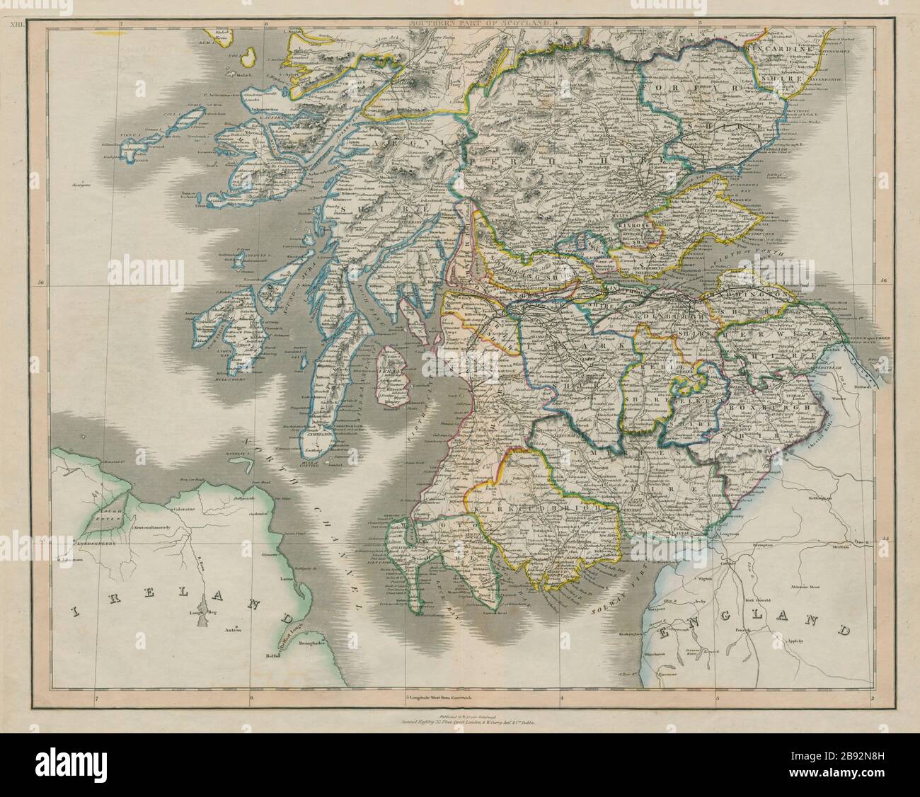 Southern Scotland with all the railways. LIZARS 1842 old antique map ...