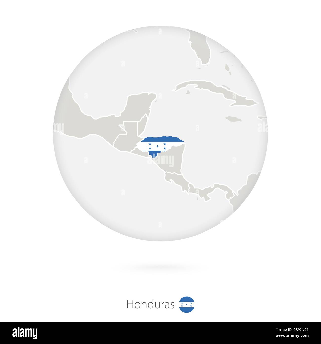 Map of Honduras and national flag in a circle. Honduras map contour ...