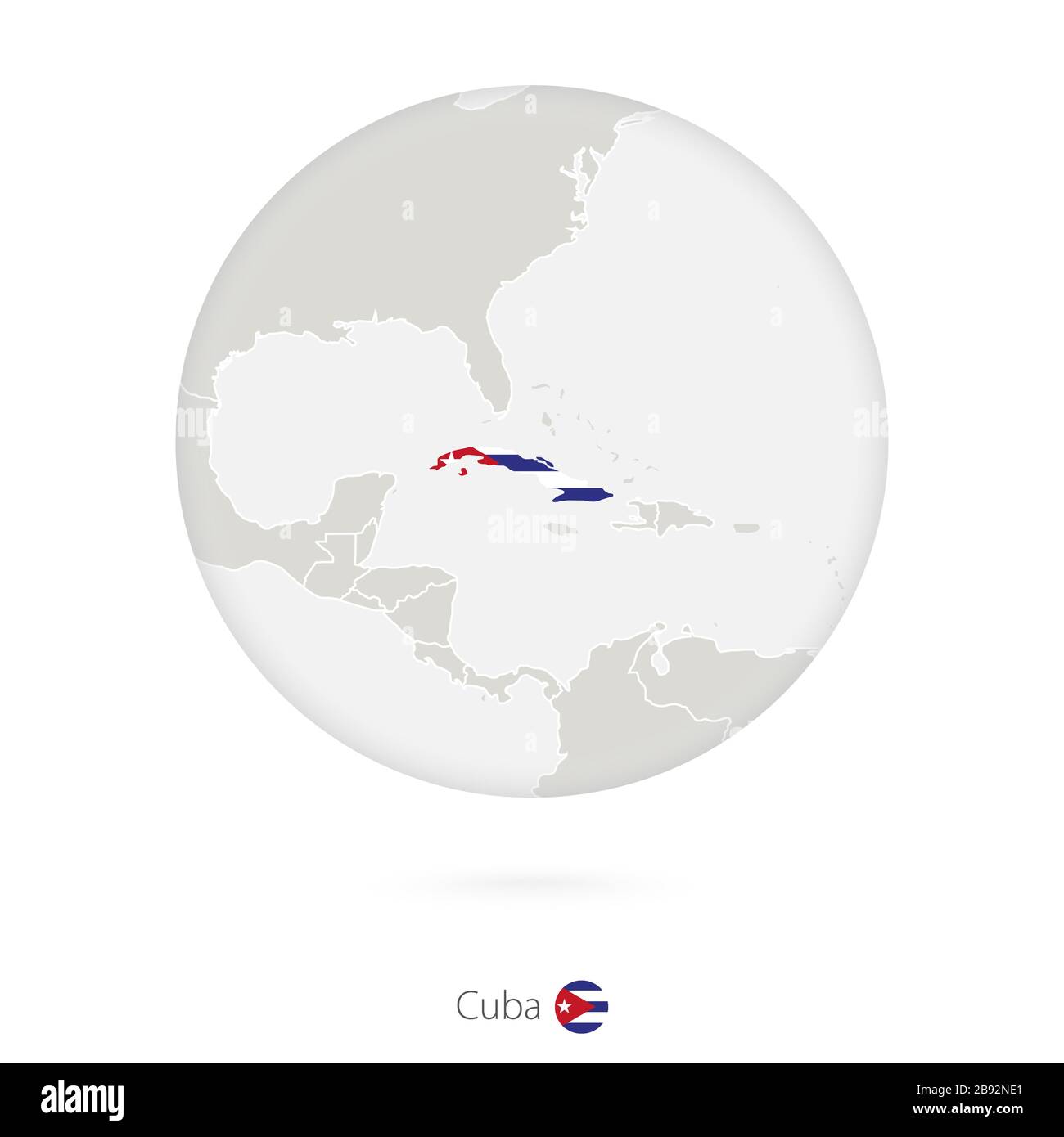 Map of Cuba and national flag in a circle. Cuba map contour with flag ...