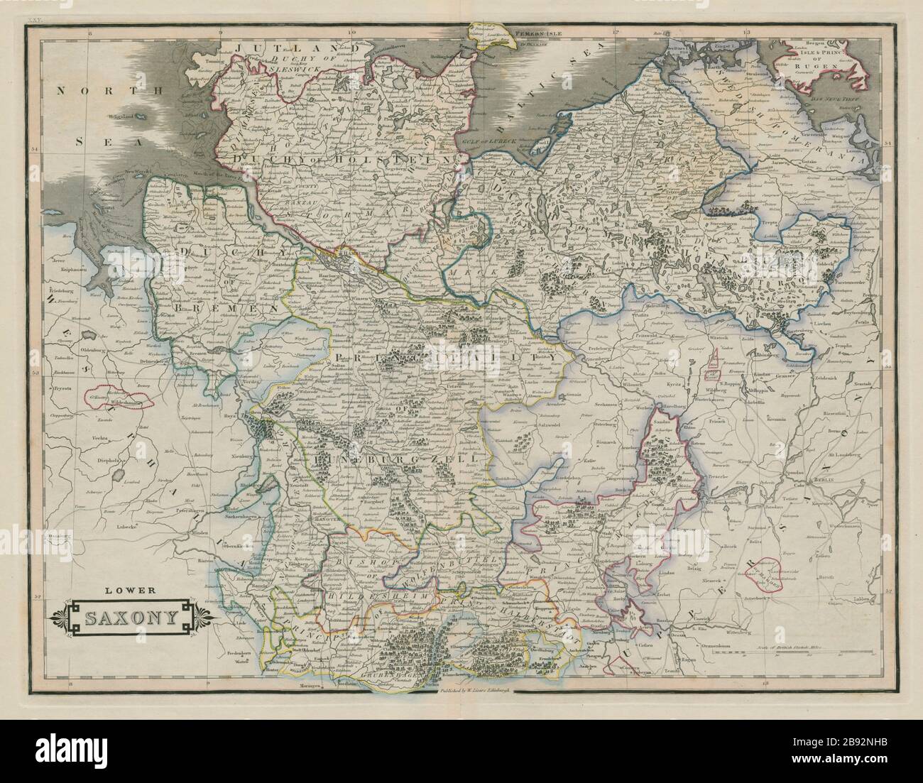 Lower Saxony. Holstein & Mecklenburg. LIZARS 1842 old antique map plan ...