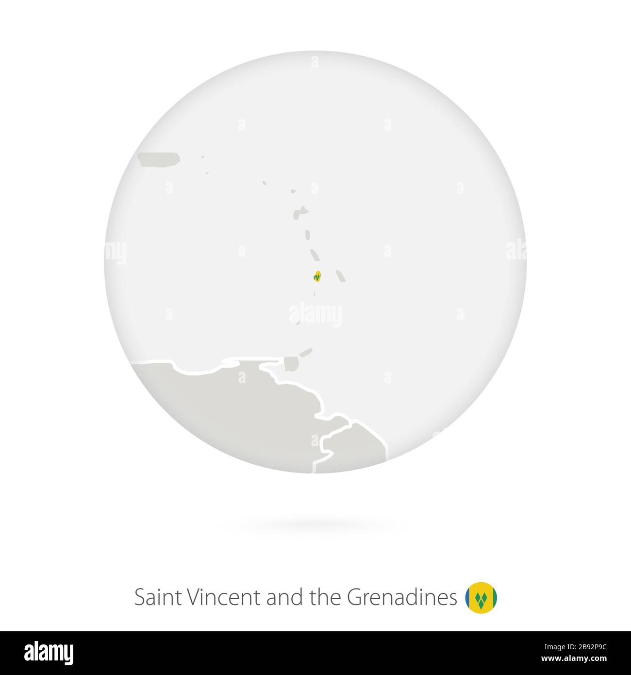 Map of Saint Vincent and the Grenadines and national flag in a circle ...