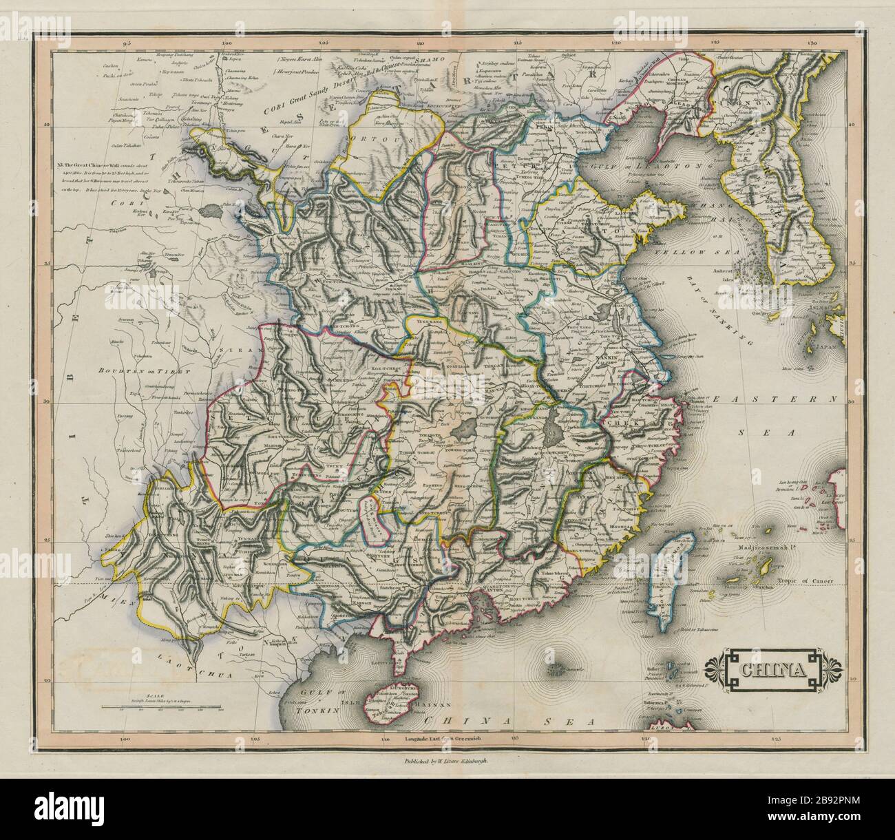 China. Hong Kong & the Great or "Chinese Wall" are marked. LIZARS 1842 ...