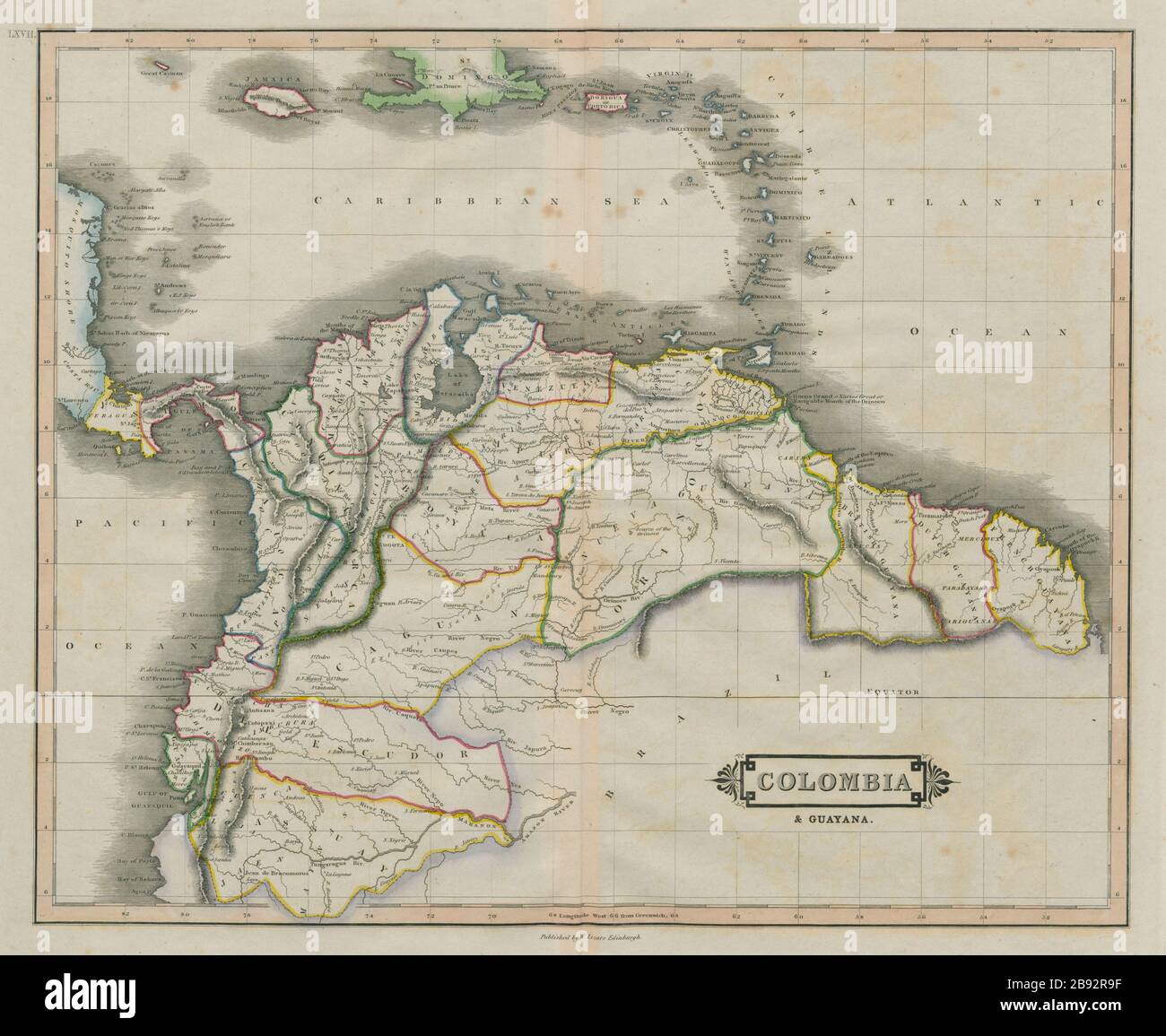 Columbia & Guayana. Gran Colombia. Venezuela. South America. LIZARS ...