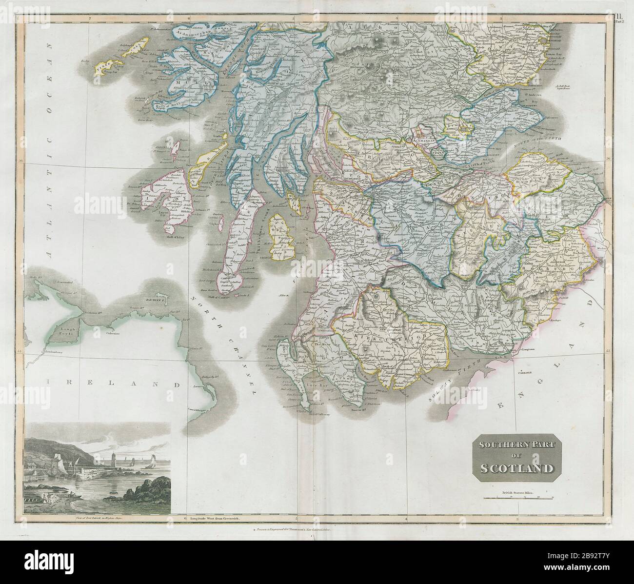 Southern part of Scotland. Coach roads & counties. THOMSON 1830 old map ...