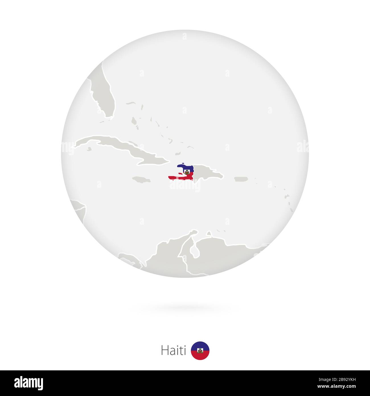 Map of Haiti and national flag in a circle. Haiti map contour with flag ...