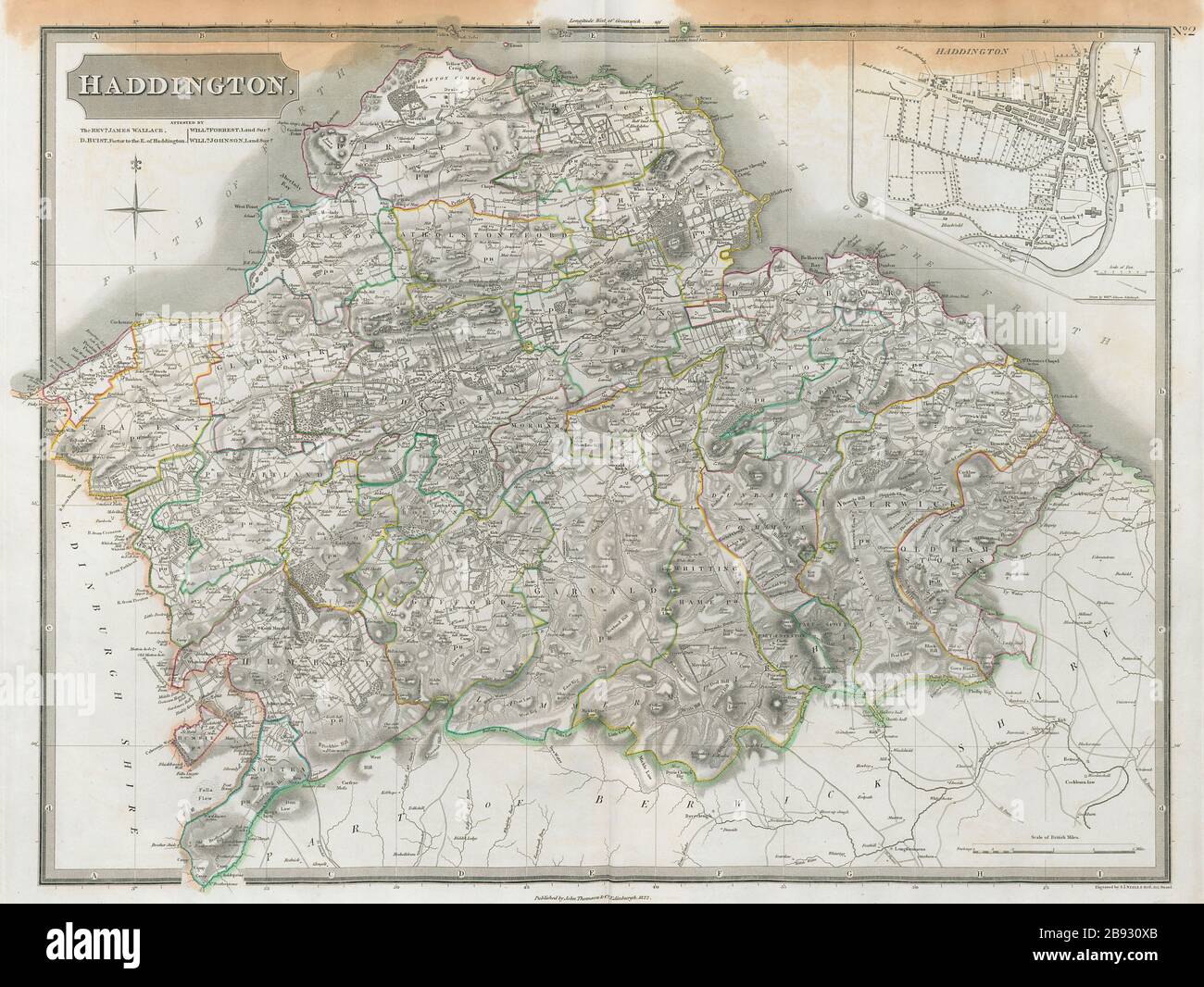 Haddingtonshire & town plan. East Lothian. Gullane Muirfield. THOMSON ...