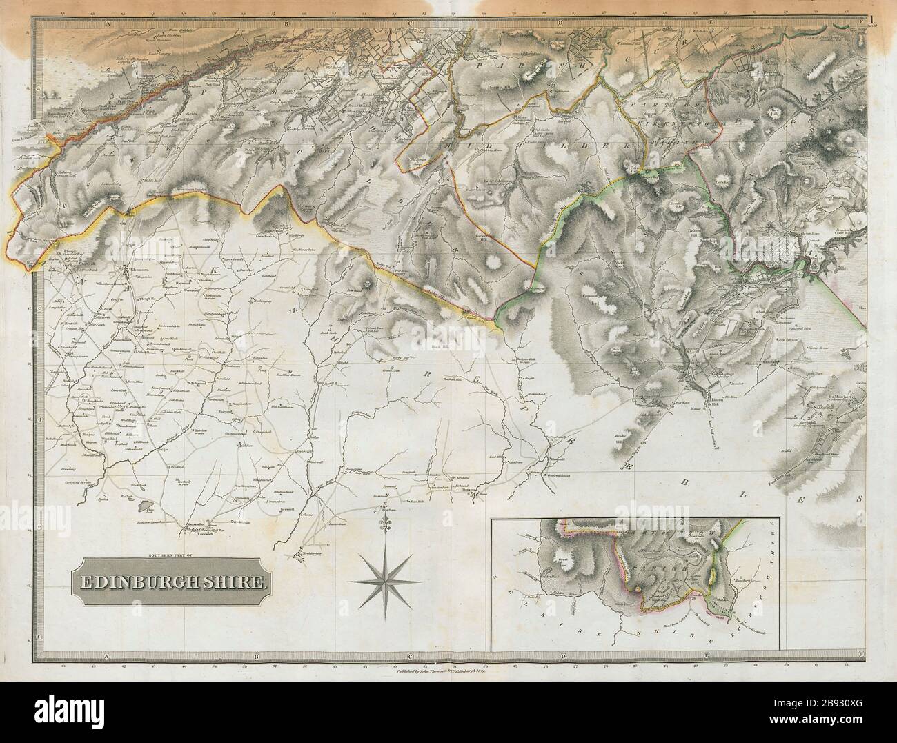 Edinburghshire south-west sheet. Midlothian. West Linton. THOMSON 1832 ...