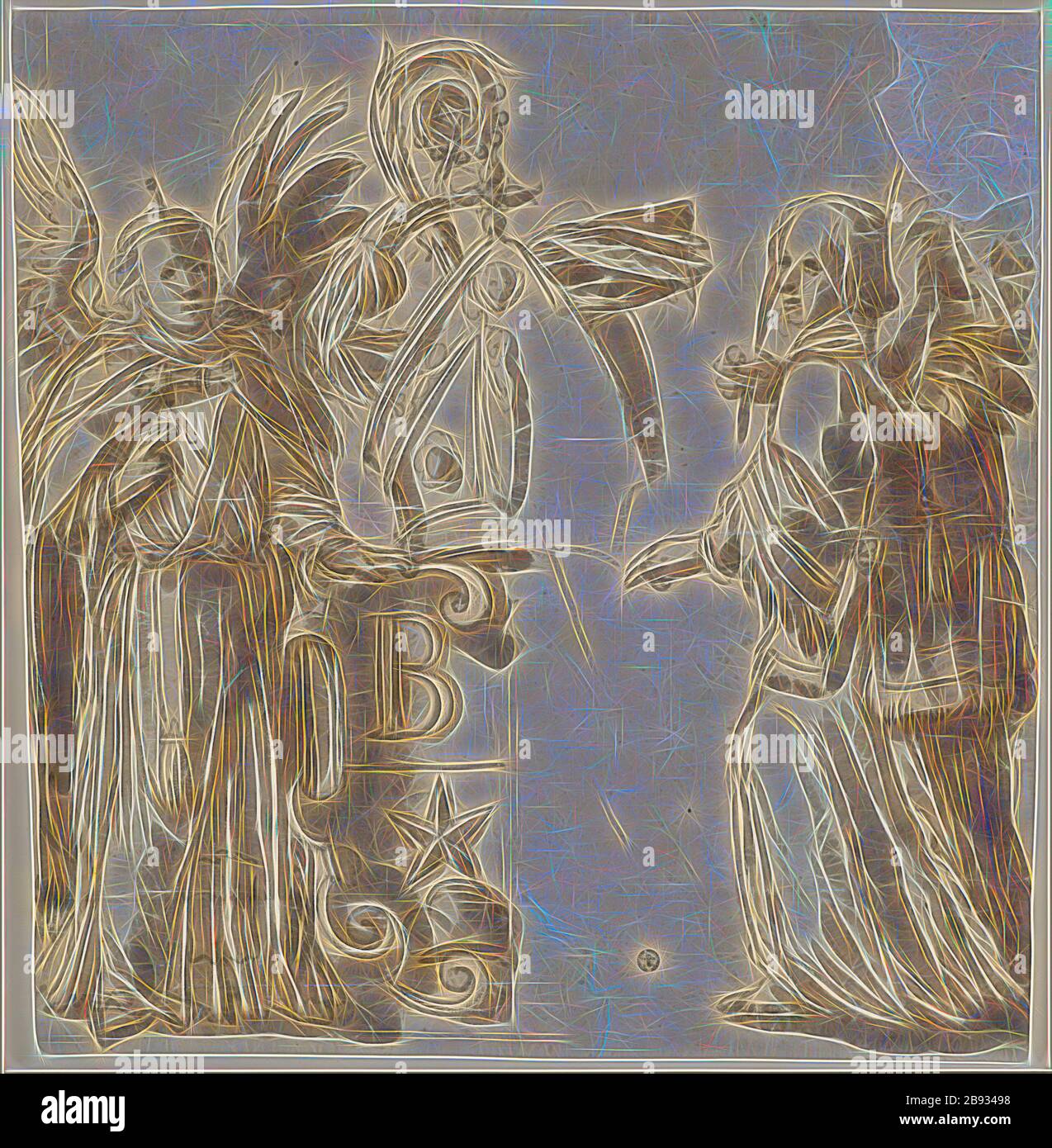 Two angels as a shield holder and the coat of arms of the abbot Simon ...