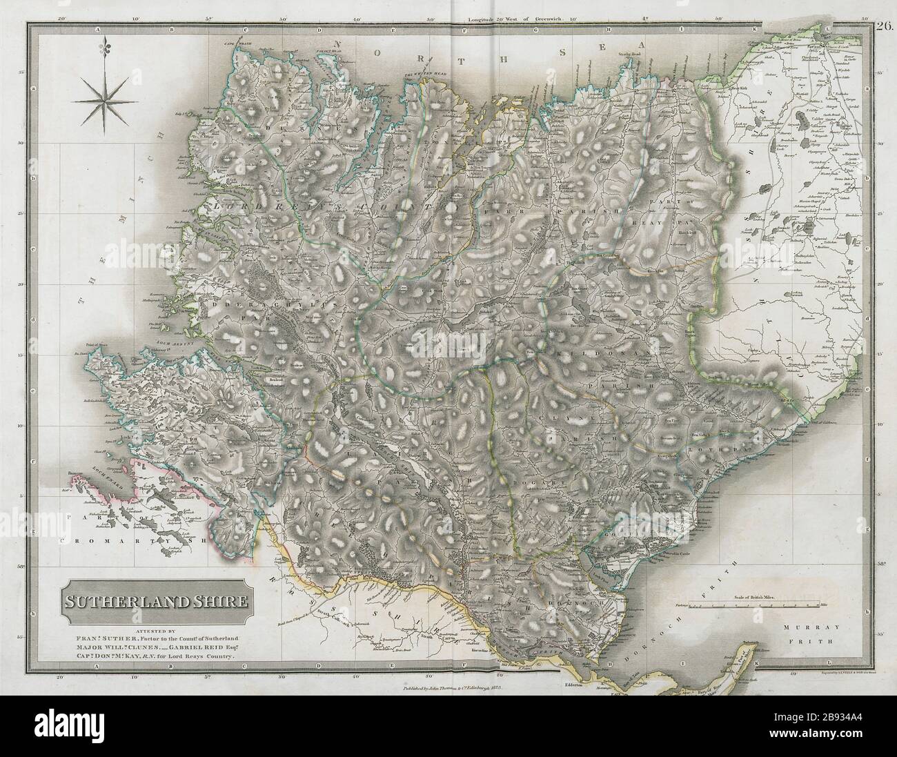 Sutherlandshire county map. Scourie Lochinver Dornoch Scotland. THOMSON ...