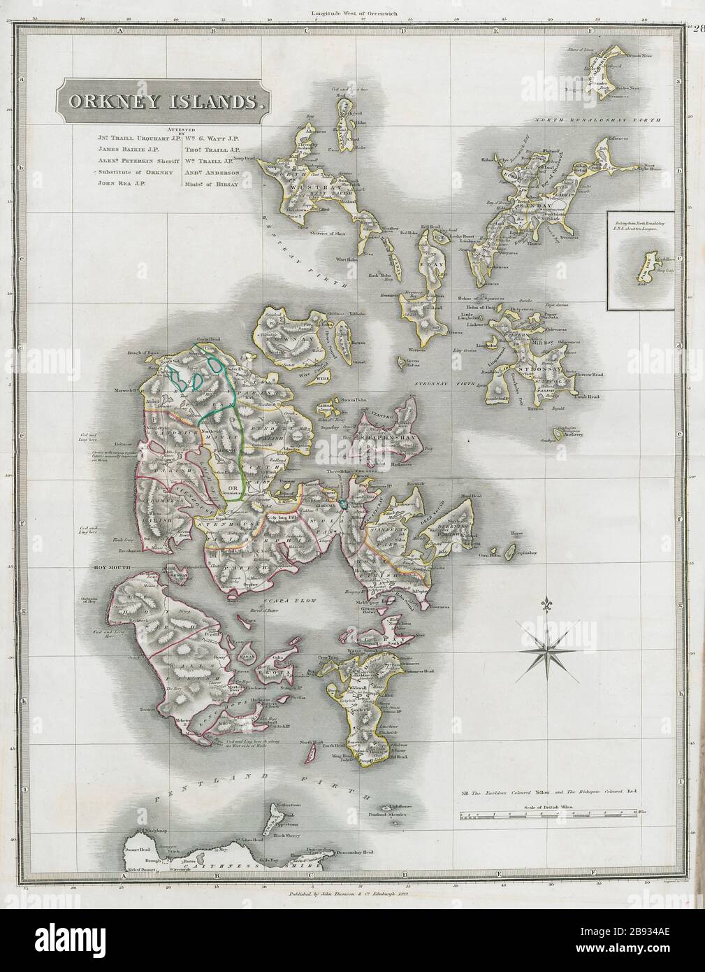 Orkney Islands. Kirkwall. Scotland. THOMSON 1832 old antique map plan ...
