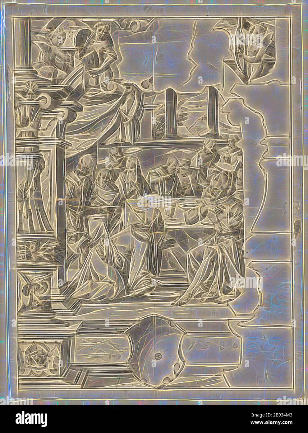 Disc tear with Christ, who washes the feet of the disciples, below ...