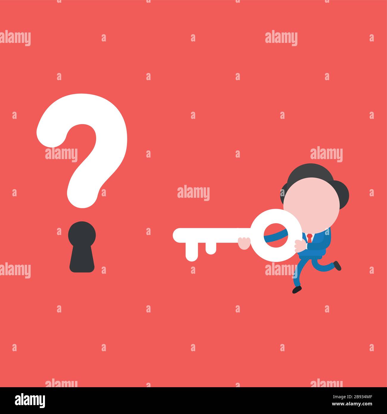 Vector illustration of businessman character running and carrying key ...