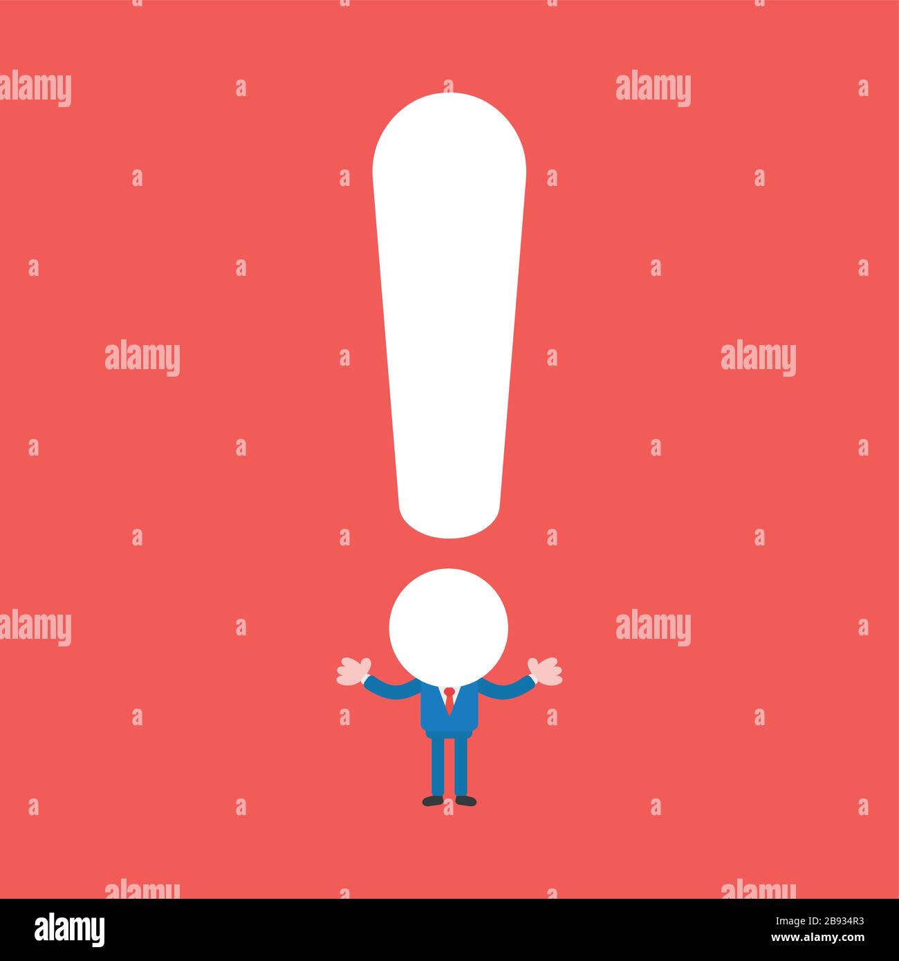 Vector illustration of businessman character with big exclamation head ...