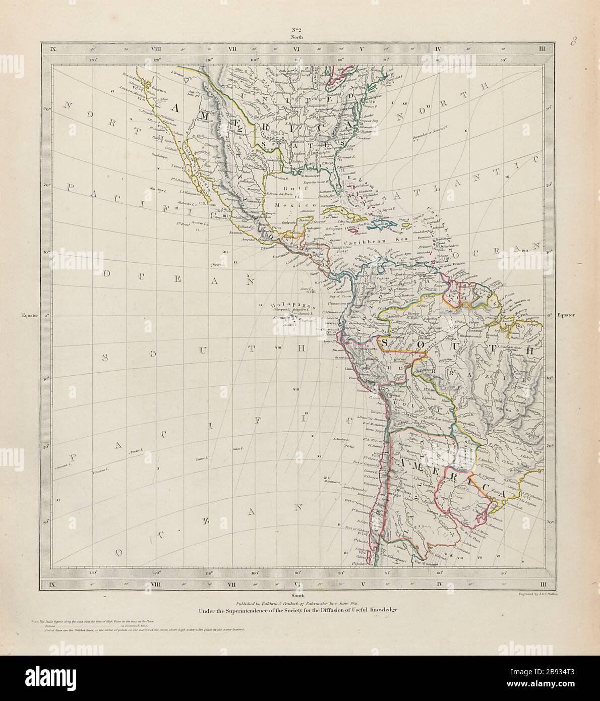 AMERICAS Gnomonic Projection. Texas, Western US is Mexican SDUK 1844 ...