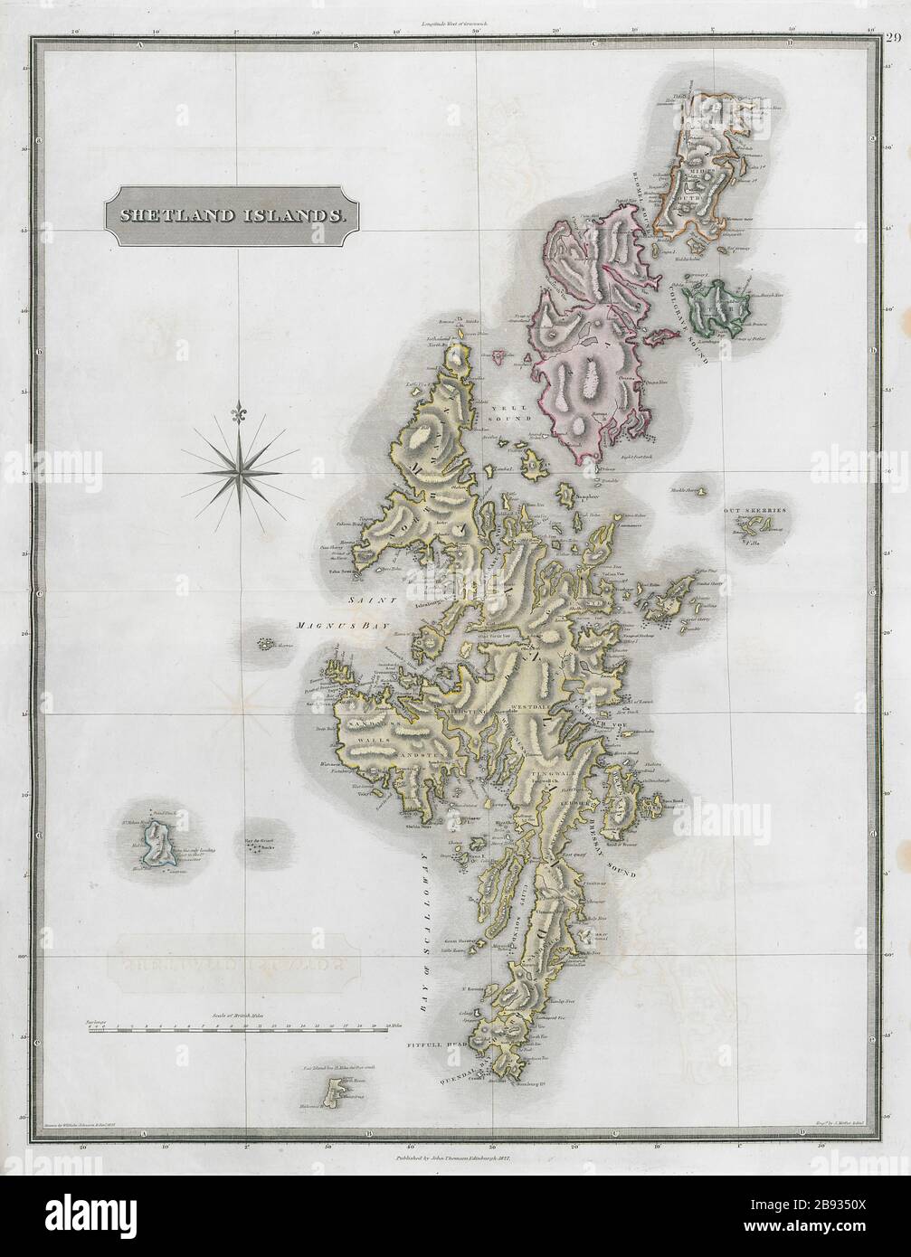 Shetland Islands. Lerwick. Scotland. THOMSON 1832 old antique map plan ...