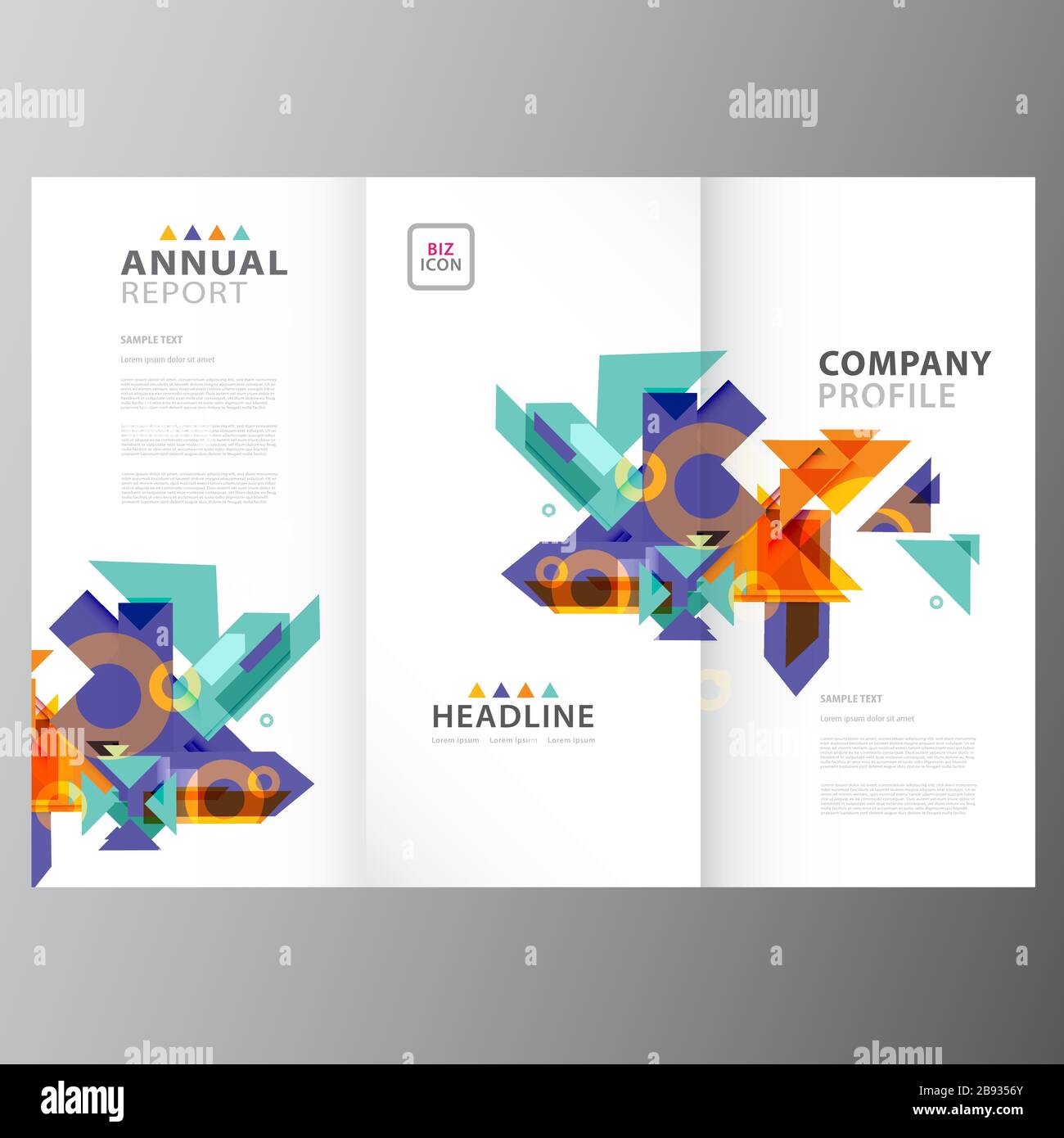 Annual business report brochure triple layout template Stock Vector ...