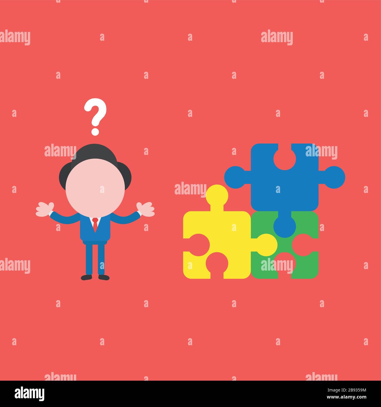 Vector illustration of businessman character confused with question ...